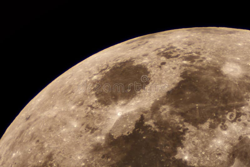 Telescopic View Moon Revealing Craters and Lunar Seas Stock Photo ...