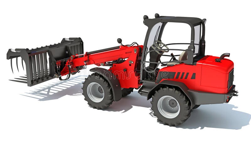 Telescopic Wheel Loader 3D Rendering on White Background Stock ...