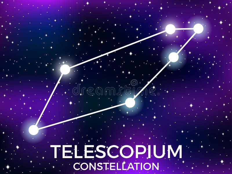 Telescopium Constellation. Starry Night Sky. Cluster of Stars and ...