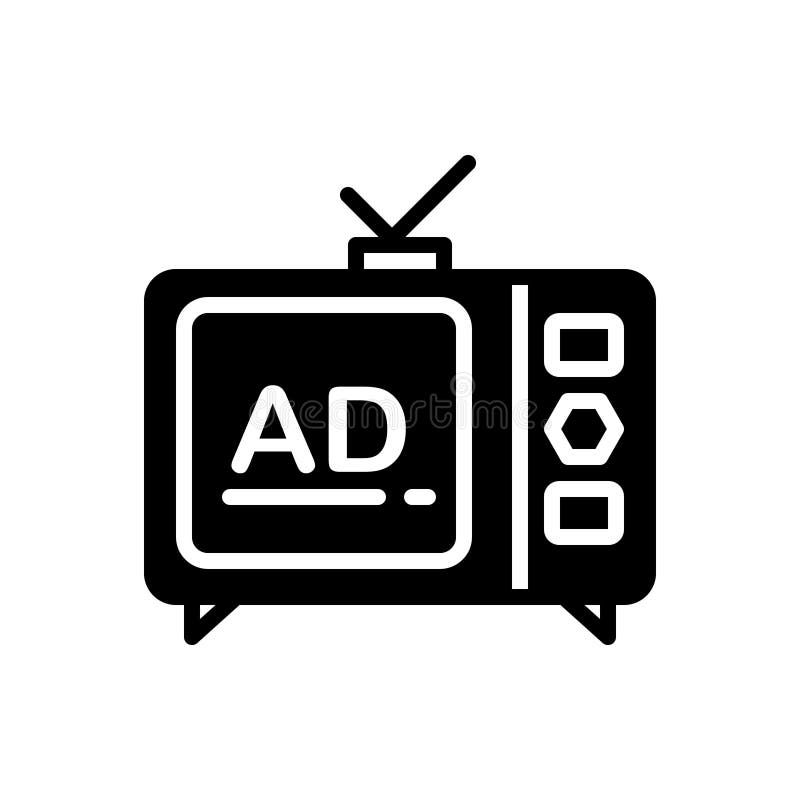 Black Solid Icon for Television Ads, Advertisement and Technology Stock ...