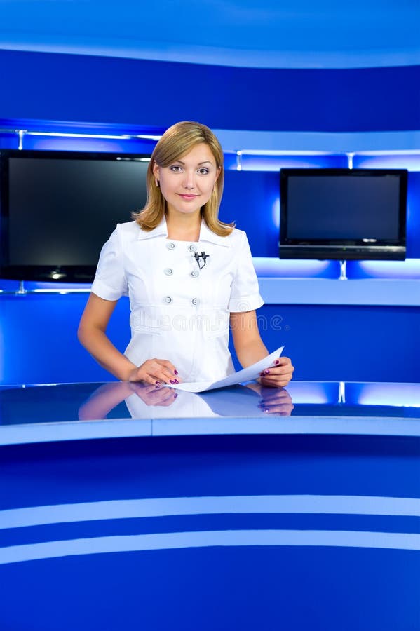 TV reporter in studio stock photo. Image of camera, expressive - 2368146