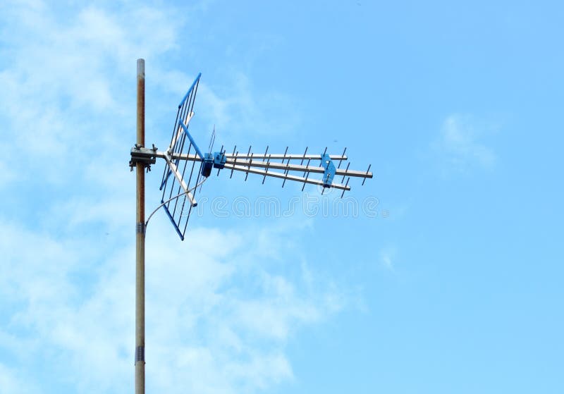 Television Antenna with Blue Sky Stock Image - Image of antena ...
