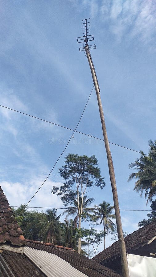 The Television Antenna Pole is High and Upwards Stock Photo - Image of ...