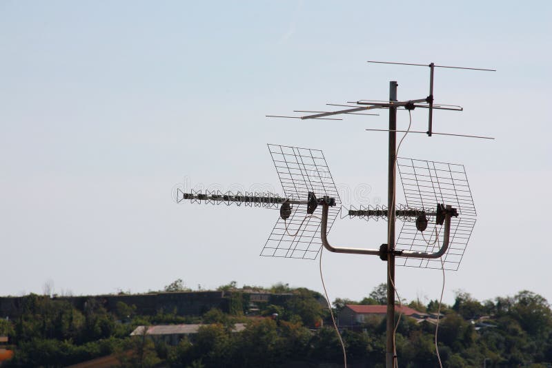 Television rooftop Antenna stock image. Image of connection - 24467985