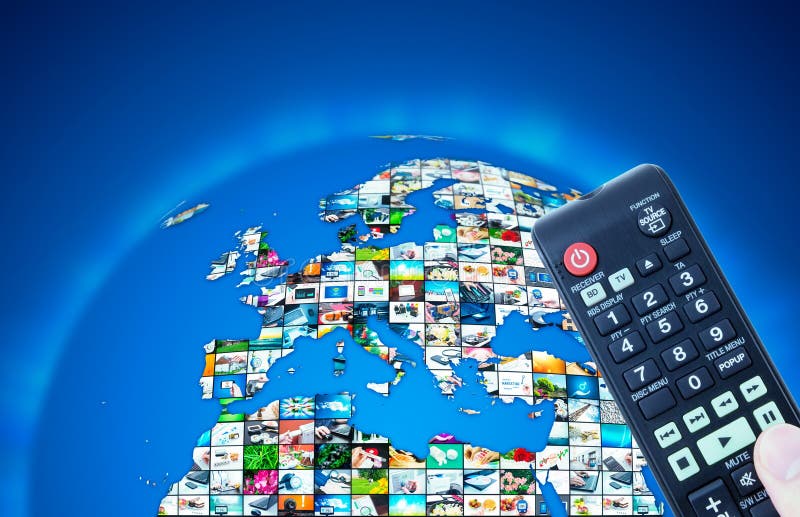 Television Broadcast Multimedia World Map Stock Image - Image of ...
