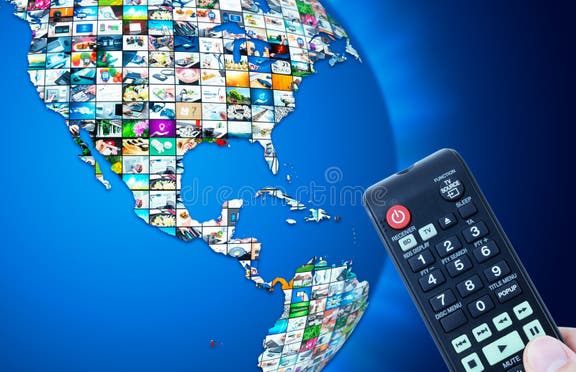 Television Broadcast Multimedia World Map Stock Image - Image of stream ...