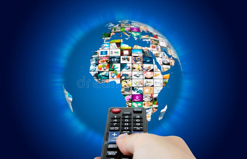 Television Broadcast Multimedia World Map Stock Image - Image of ...