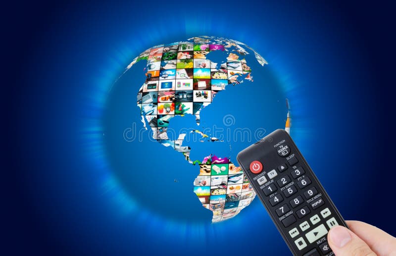 Television Broadcast Streaming Multimedia. Earth Globe Composition ...