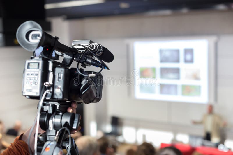 Television Broadcasted Press Conference. Stock Photo - Image of ...