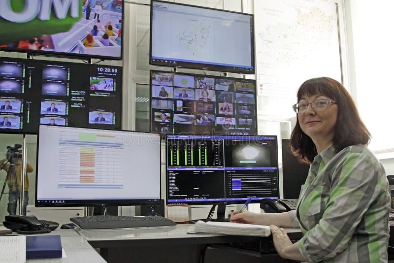 Television Broadcasting Studio in Action Editorial Photography - Image ...