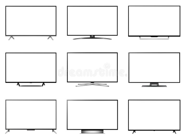 Television and Computer Display Set with Blank Screen. Realistic ...