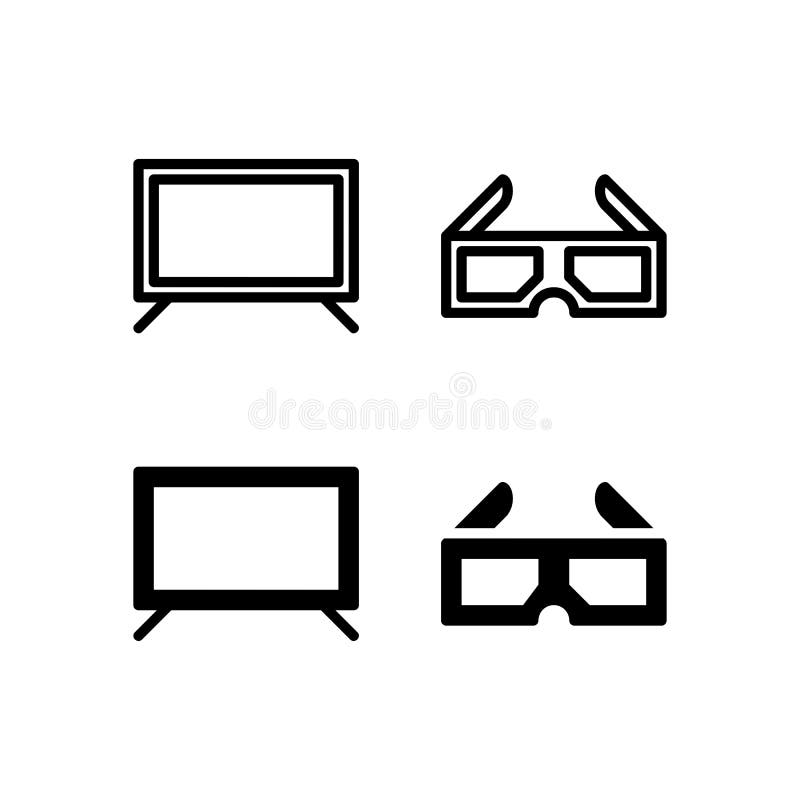 Television & 3D Glasses Icon Stock Vector - Illustration of home ...