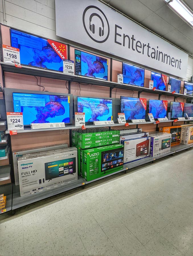 Television Display at Walmart Editorial Image - Image of rollback, huge ...