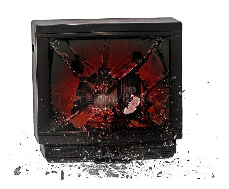 Glass Broken Hole Screen Television Stock Photo - Image of destruction ...