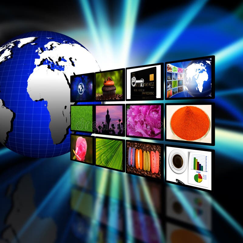 Television with Globe Internet Production Technology Concept Stock ...