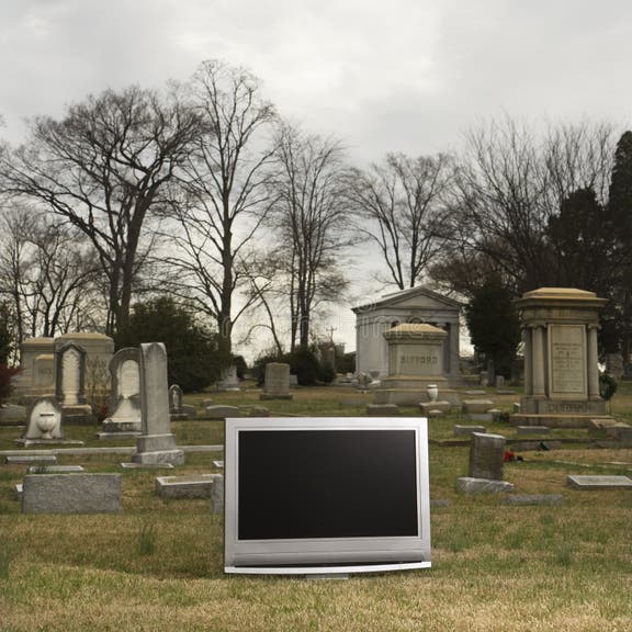 Television in graveyard. editorial stock image. Image of panel - 2425344