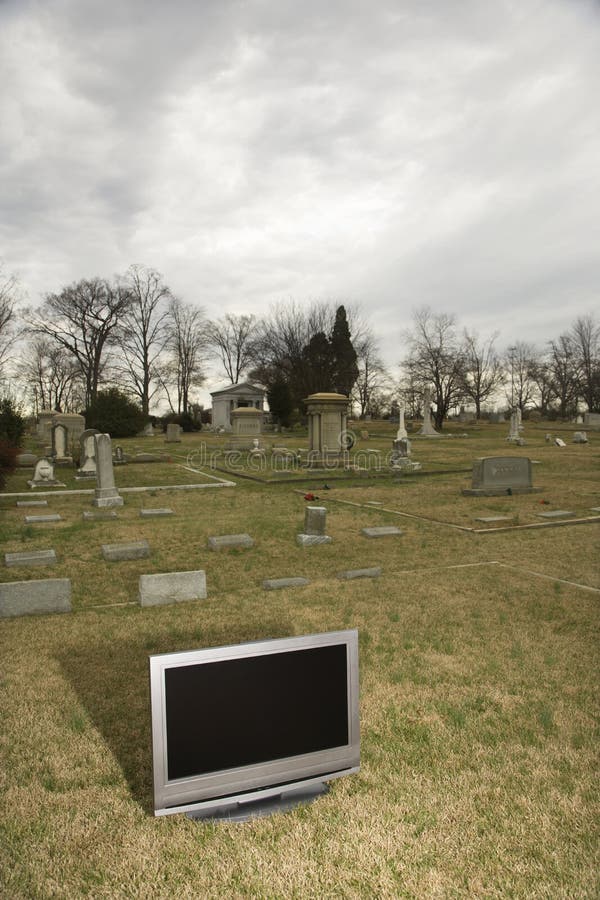 Television in graveyard. editorial photography. Image of tech - 2431272