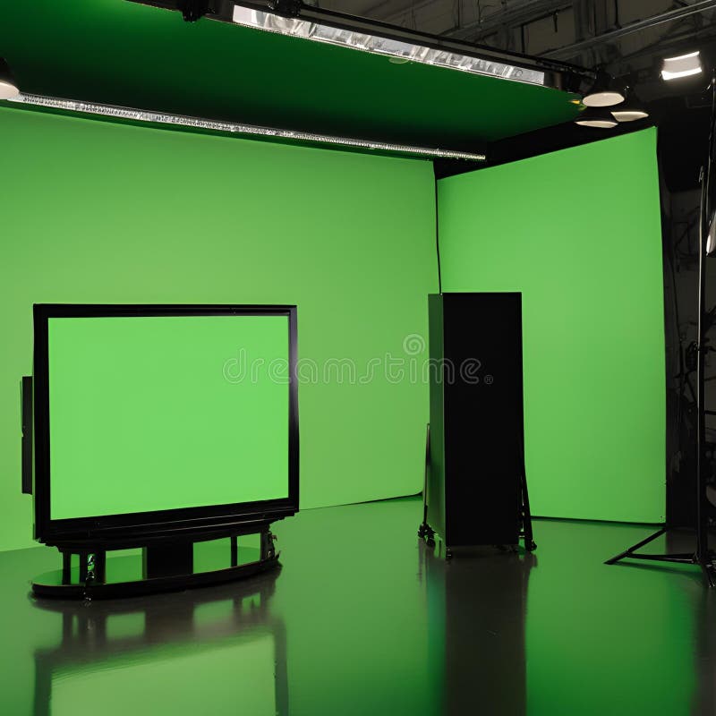 Television with Green Screen Display for Customizable Content Stock ...
