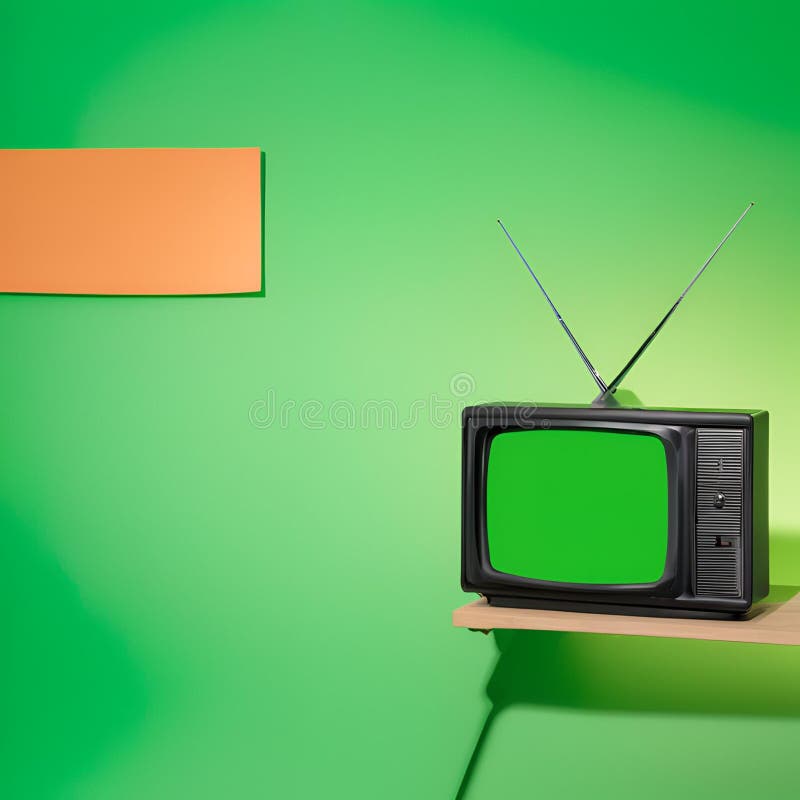 Television with Green Screen Display for Customizable Content Stock ...