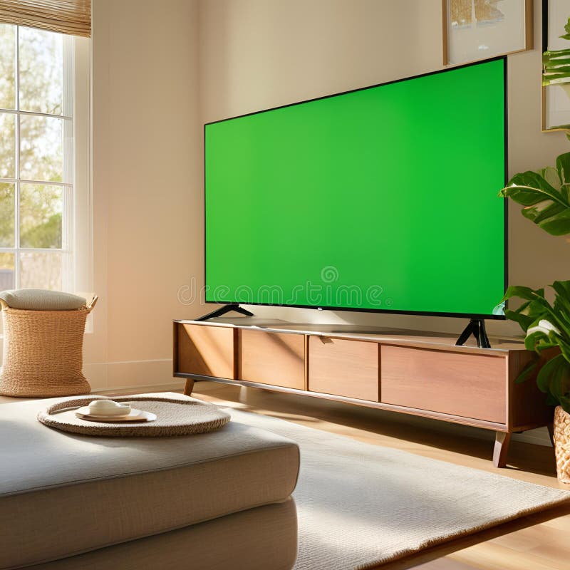 Television with Green Screen Display for Customizable Content Stock ...
