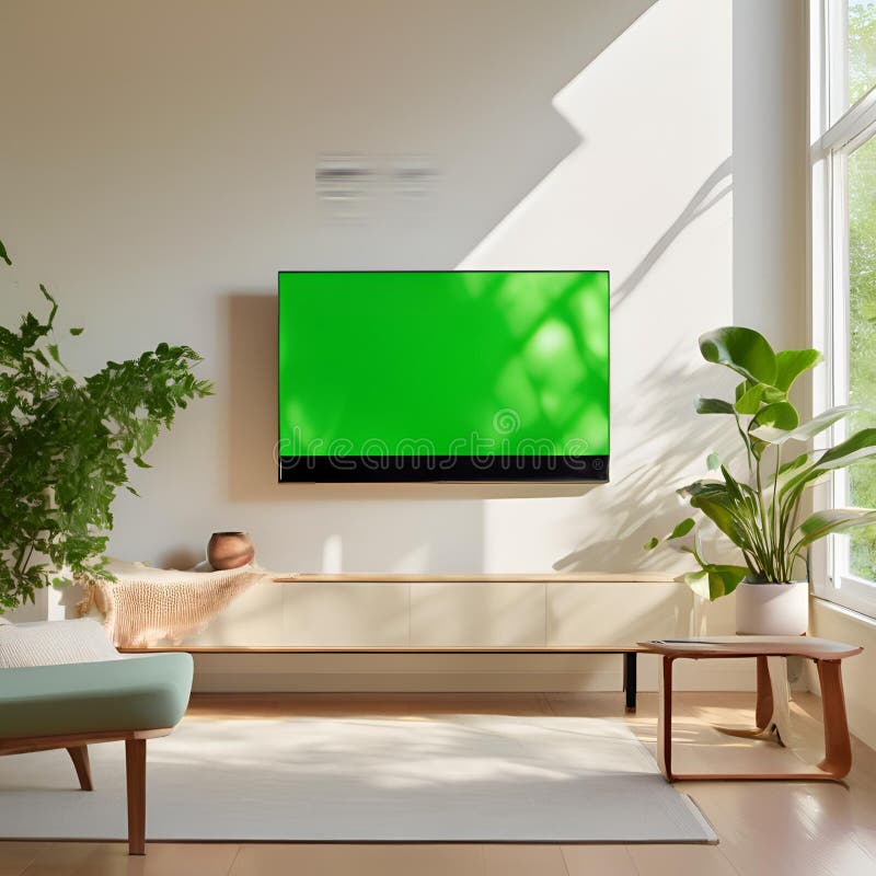 Television with Green Screen Display for Customizable Content Stock ...