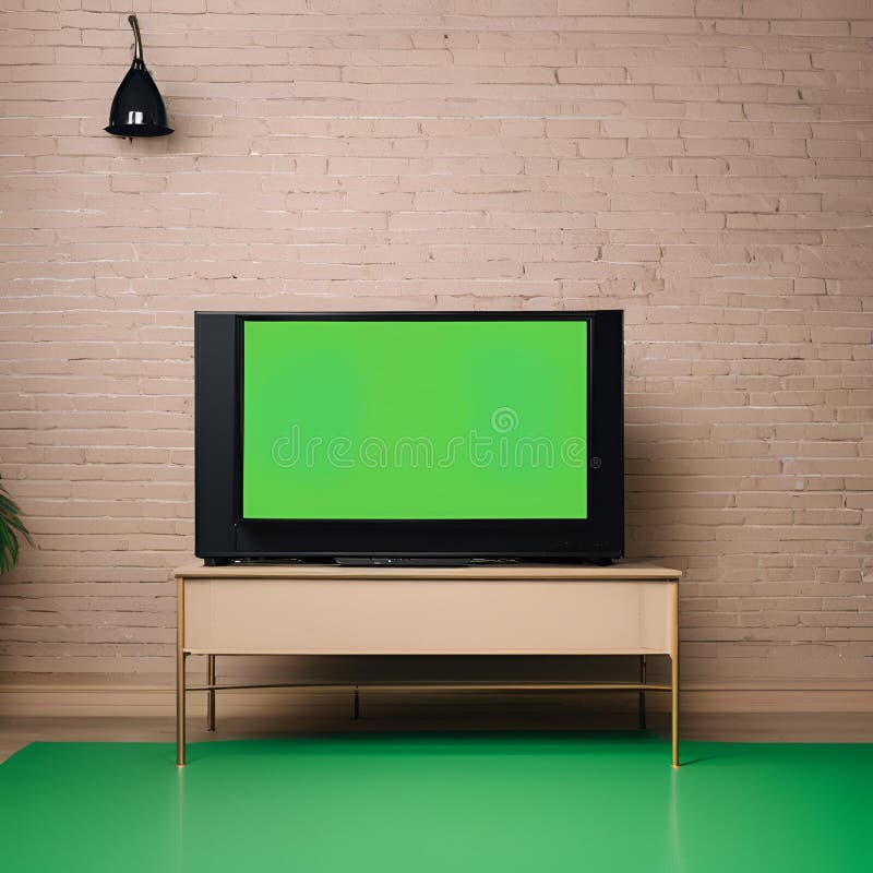 Television with Green Screen Display for Customizable Content Stock ...