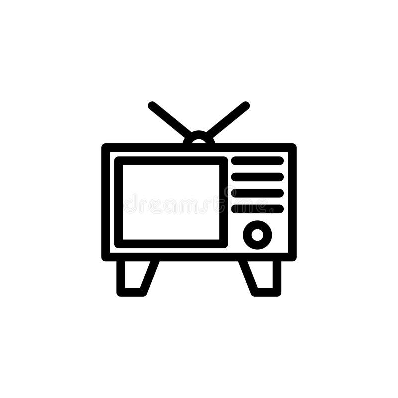 Television Icon Isolated on Black. Television Symbol Suitable for ...
