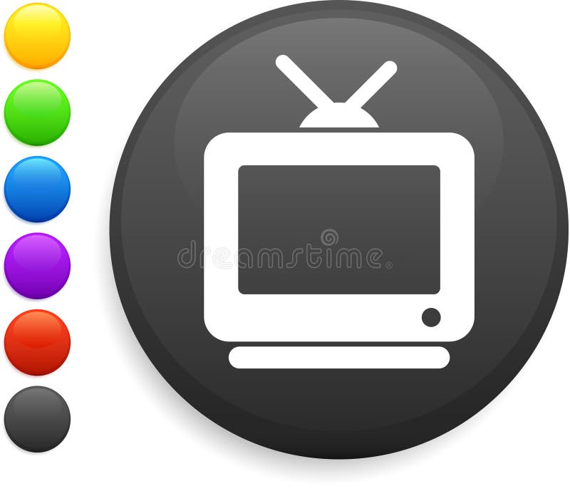 Television Icon on Round Internet Button Stock Illustration ...
