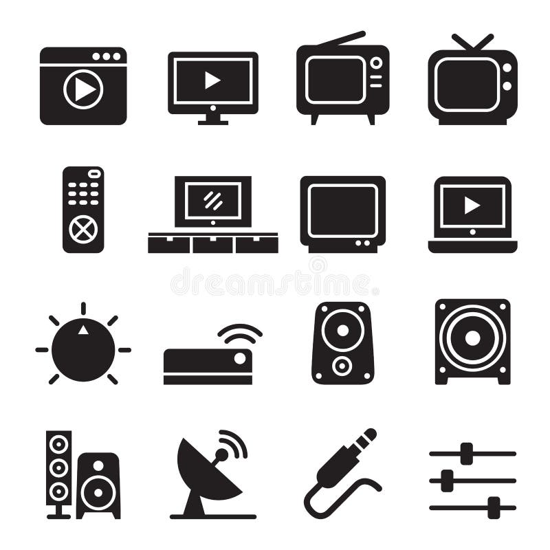 Television icon set stock illustration. Illustration of plug - 72474286