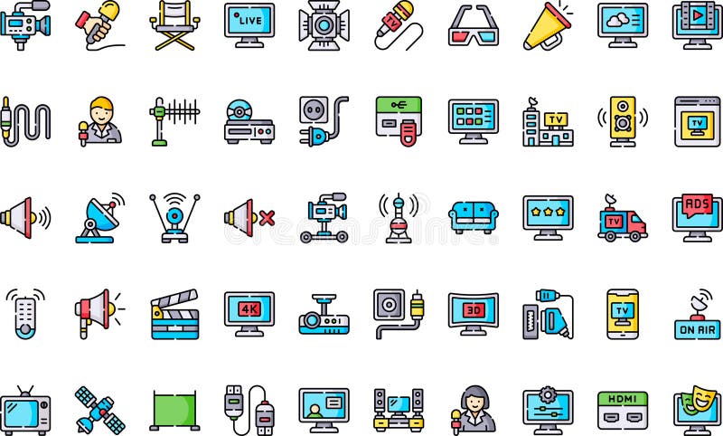 Television Icons High-Quality Vector Icons Collection with Editable ...