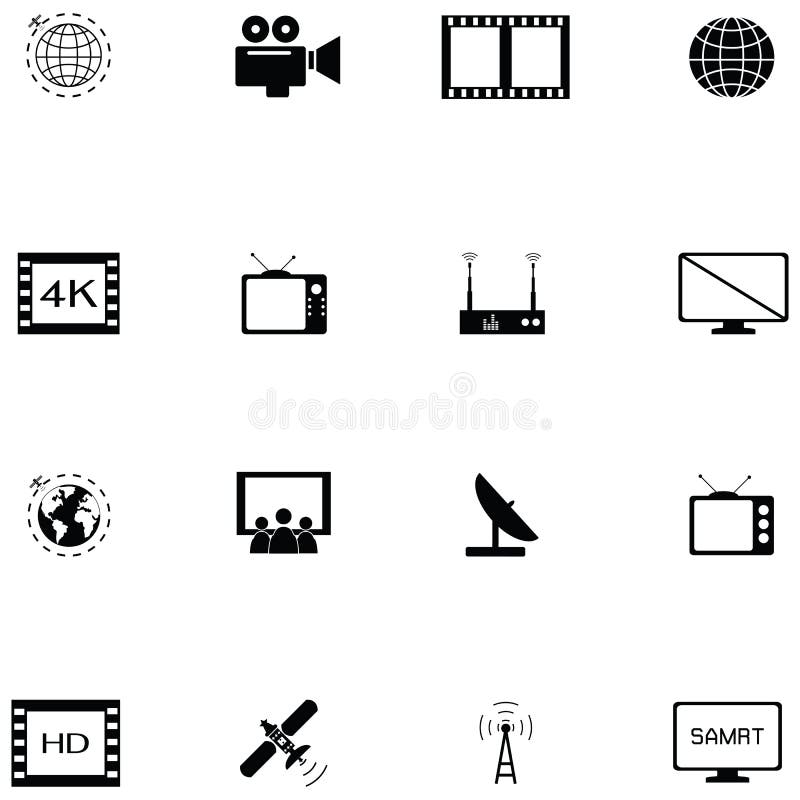 Television icons set stock vector. Illustration of media - 140260181