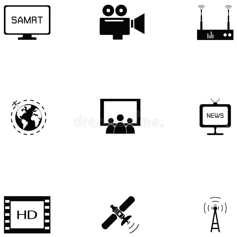 Television icons set stock vector. Illustration of isolated - 140260216