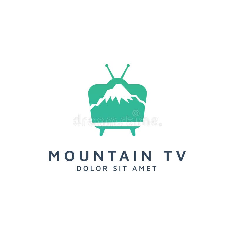 Television and Mountain Negative Space Logo Design Stock Vector ...