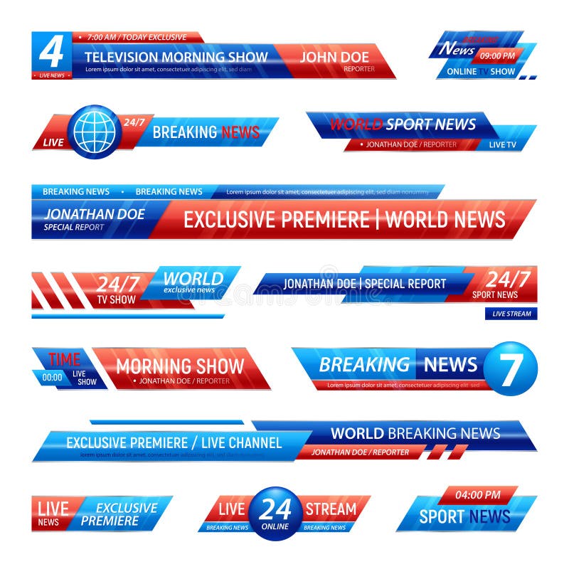 Television News Bars Set stock vector. Illustration of breaking - 164750930
