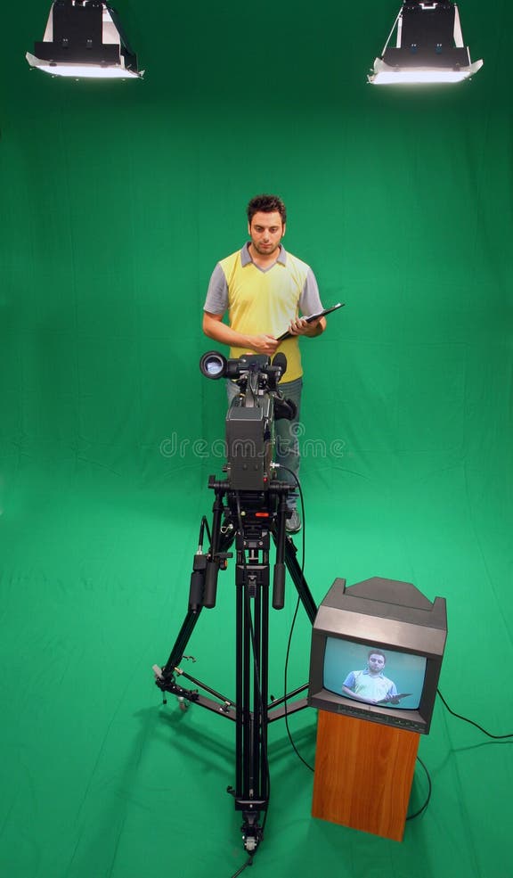 Television Presenter on Green Screen Stock Photo - Image of piece ...