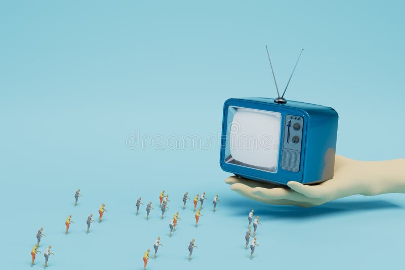 Television Propaganda. Hand with an Old TV with an Antenna Around Which ...