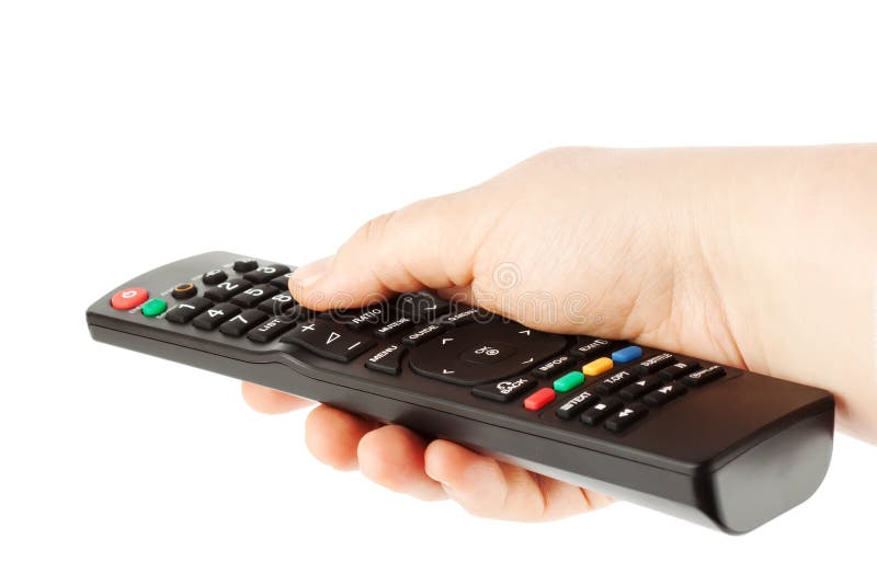 Television Receiver Remote Controller in a Hand. Stock Photo - Image of ...