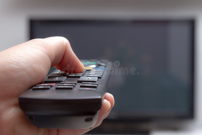Button Pressing on TV Remote Control Stock Image - Image of remote ...