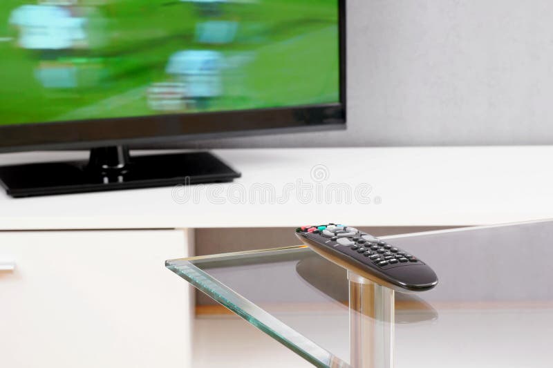 Television and Remote Control. Stock Photo - Image of button, domestic ...