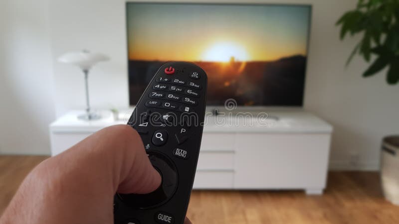 Television and Remote Control Stock Image - Image of white, room: 97040407