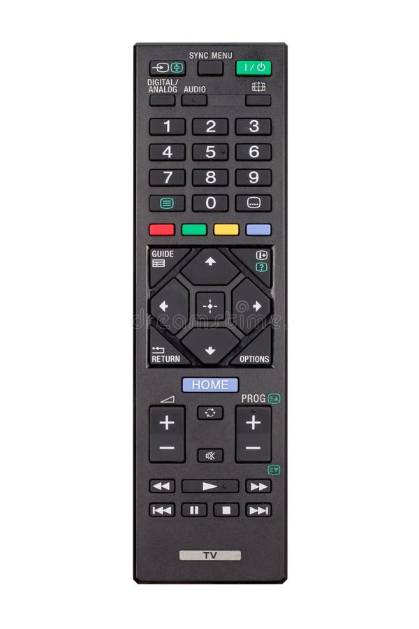 Television Remote Control Top View Isolated on White Background Stock ...