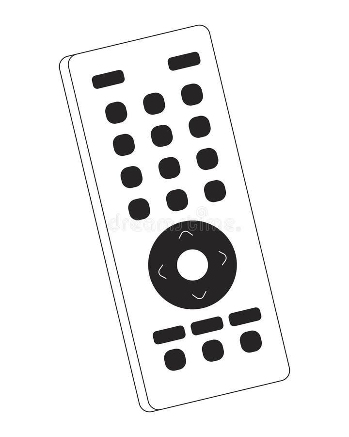 Television Remote Controller Black and White 2D Line Cartoon Object ...