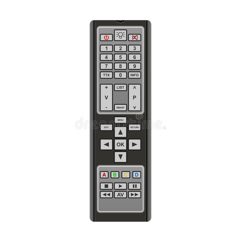 Television Remote Vector Icon. Realistic Vector Icon Isolated on White ...