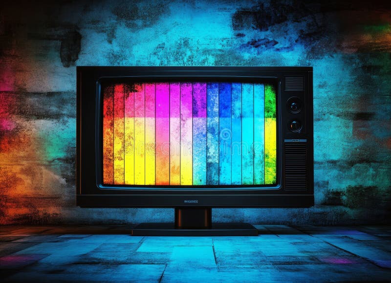 On the Television Screen Background, There is No Signal or Color Bar ...