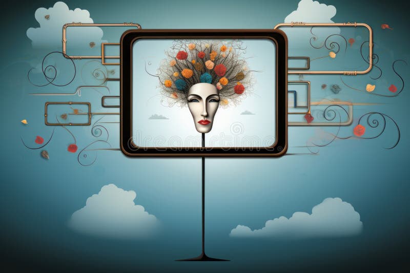 A Television Screen with a Womans Face on it Stock Illustration ...