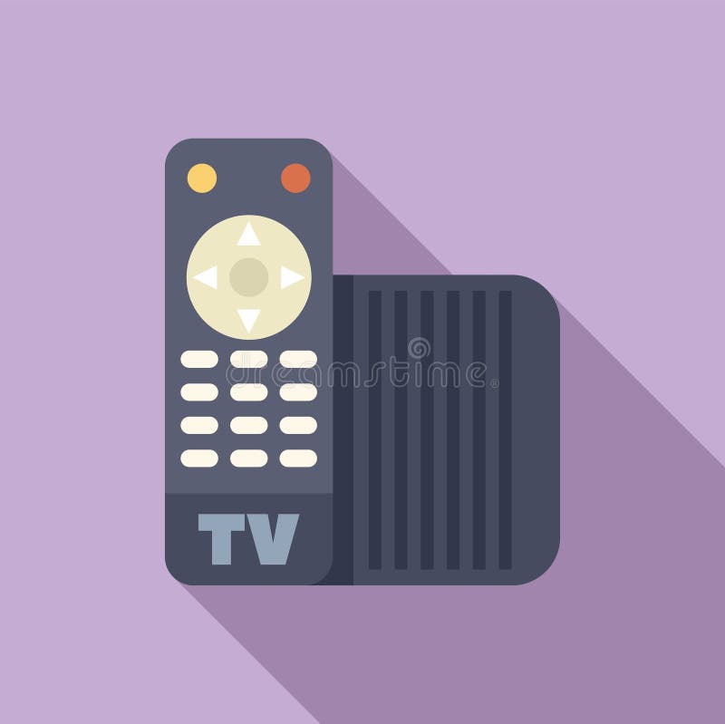 Television Set with Remote Control Lying on Purple Background Stock ...