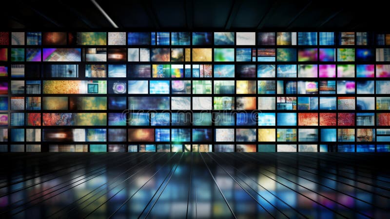 Television Streaming, Multimedia Wall Concept Stock Illustration ...