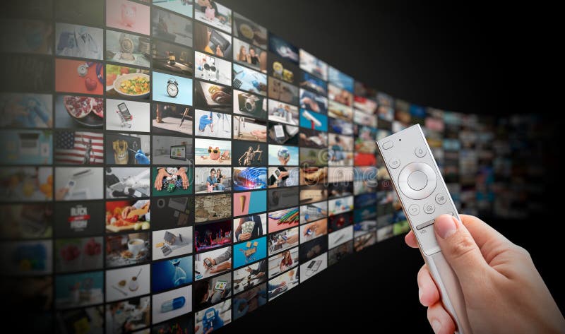 Television Streaming Video, Multimedia Wall Stock Image - Image of ...