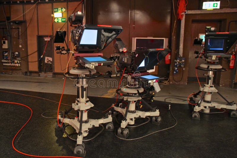 Television Studio Behind the Scenes Stock Image - Image of computer ...