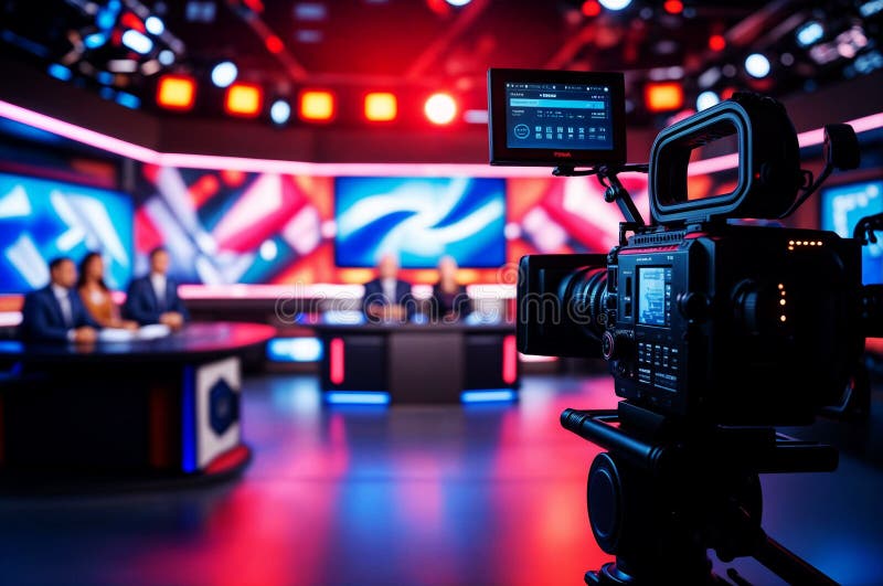 Television Studio with a Camera in the Foreground. Stock Illustration ...